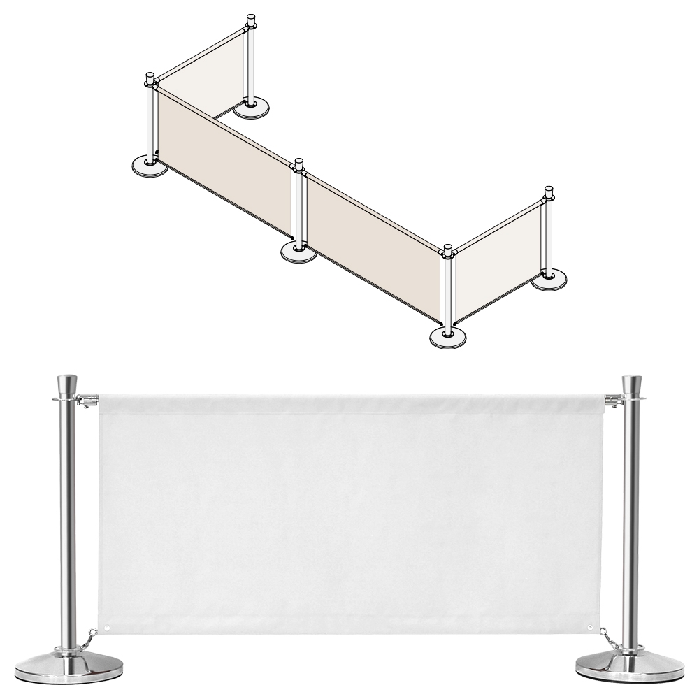 Custom Cafe Barriers – 2 Chrome Posts & Printed Banner!