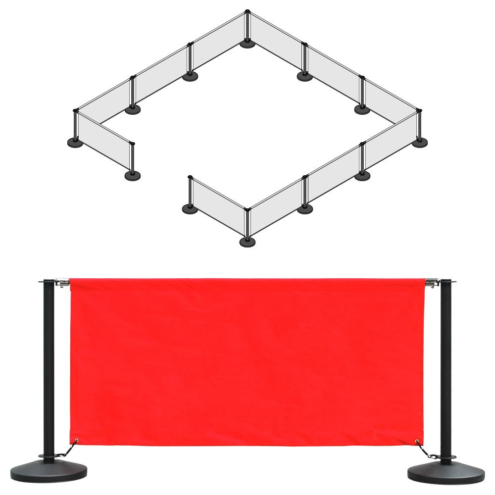 Cafe Wind Barriers – 2 Posts & 2-sided Printed Banner!