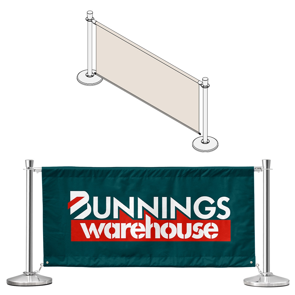 Branded Cafe Barriers – 2-Sided Custom Banner w/Posts
