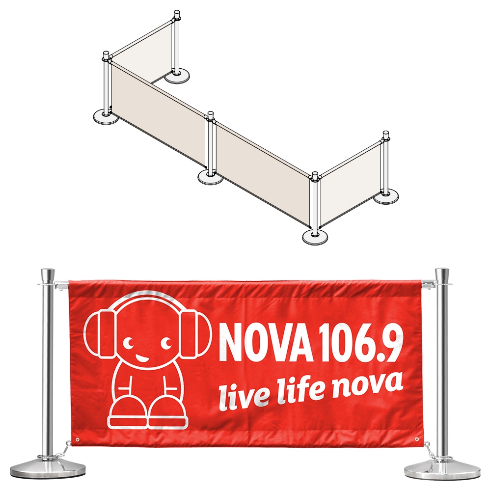 Branded Cafe Barriers– (4) 2-sided Custom Banners w/Posts