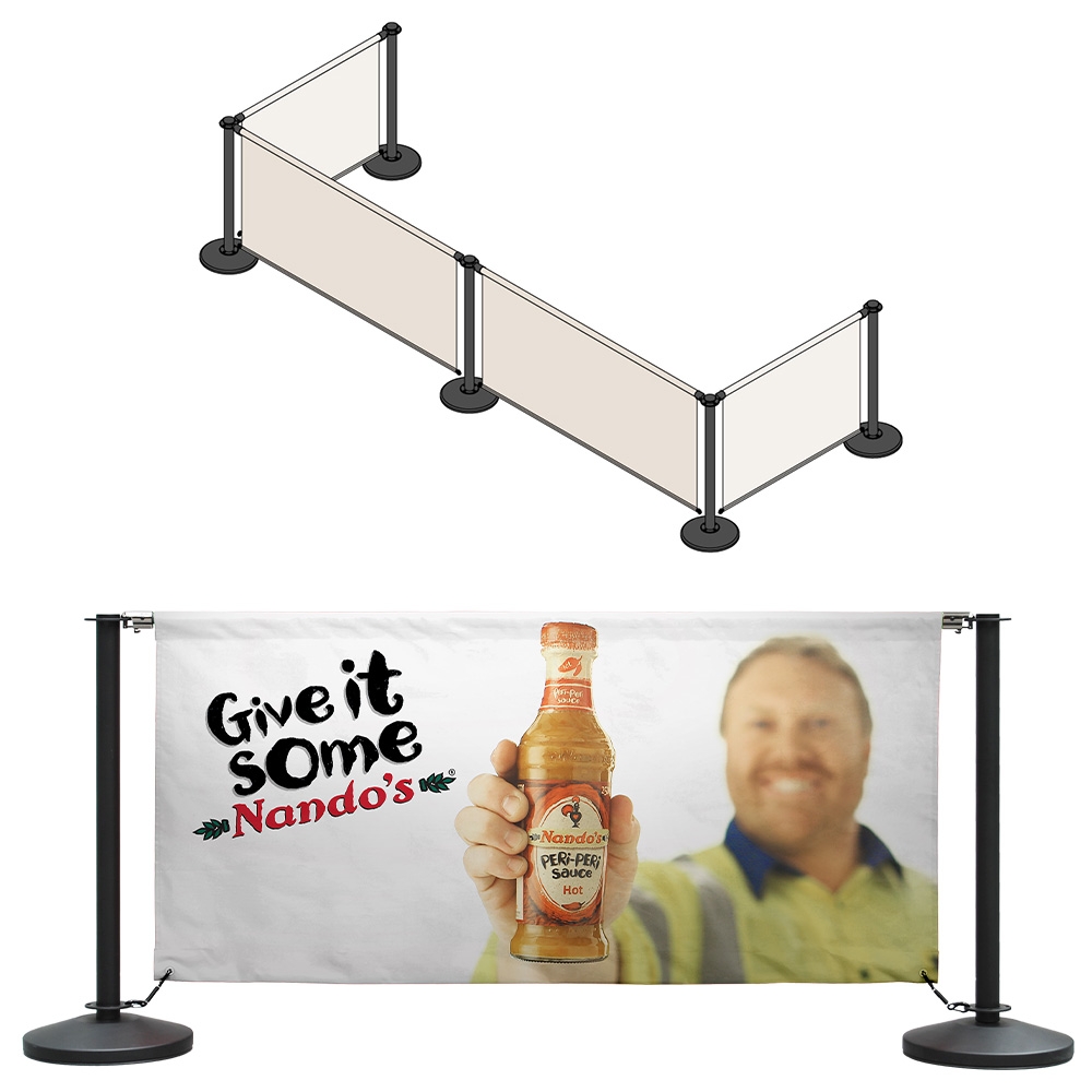 Printed Cafe Barriers – (4) 2-sided Custom Banners w/Posts
