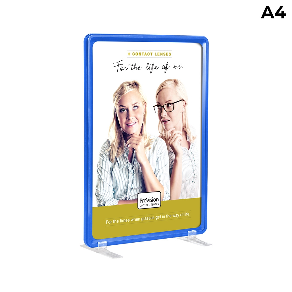 A4 POS Sign with Blue Frame and Detachable Plastic Feet