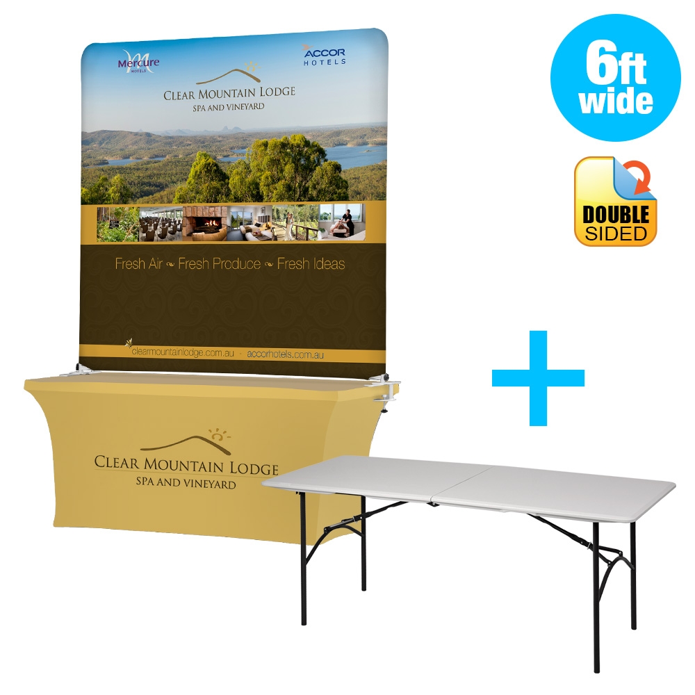 All in One Trade Show Kits – Custom Backdrop & Throw