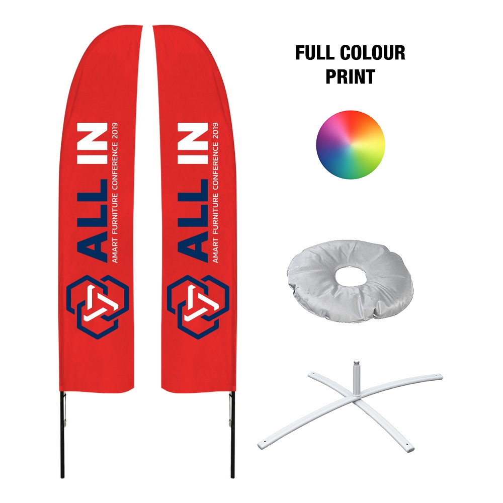 Custom Beach Flag – 2-Sided Full Colour Print – 3.1m Tall