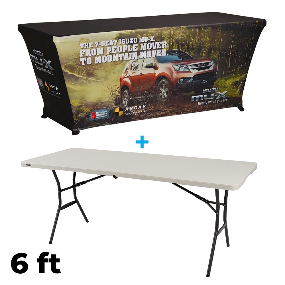 Trade Show Table Drapes w/ 6 ft Table – Custom Printing!
