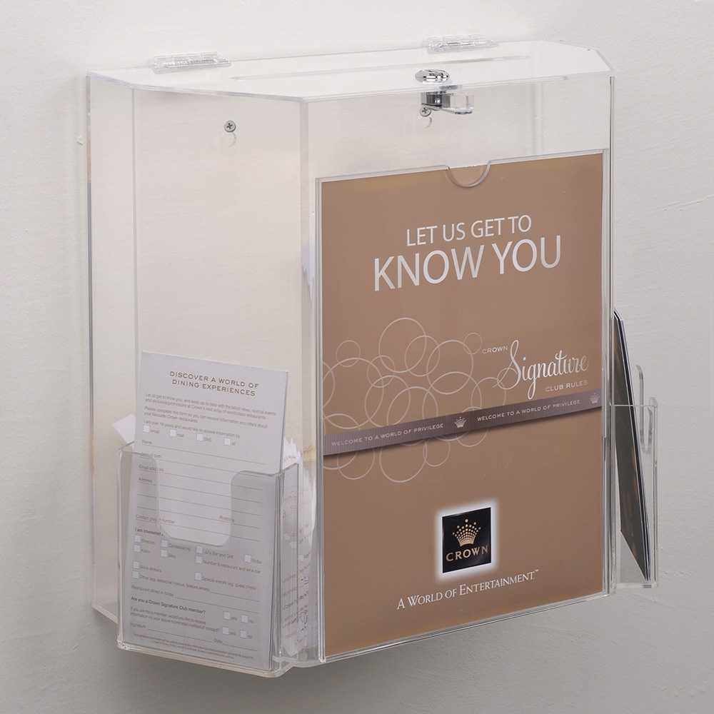 Acrylic Suggestion Box – A4 Header ¦ Slimline Warehouse - Lockable