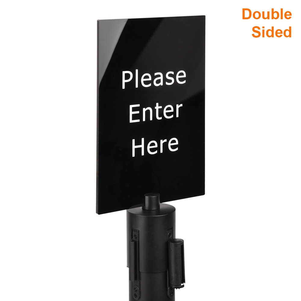 Stanchion with Sign – "Please Enter Here" - 2-Sided