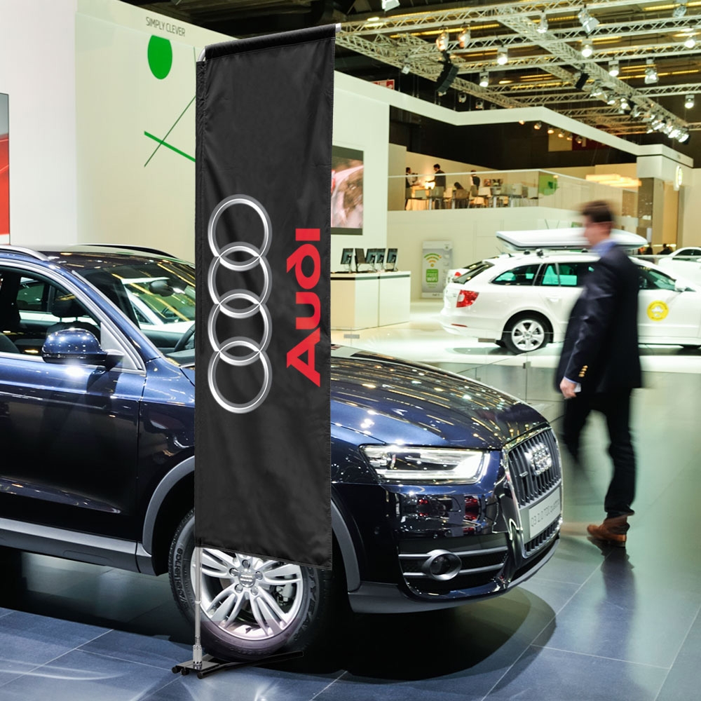 Branded Flags – 2.4m Full Colour Rectangle – Car Base