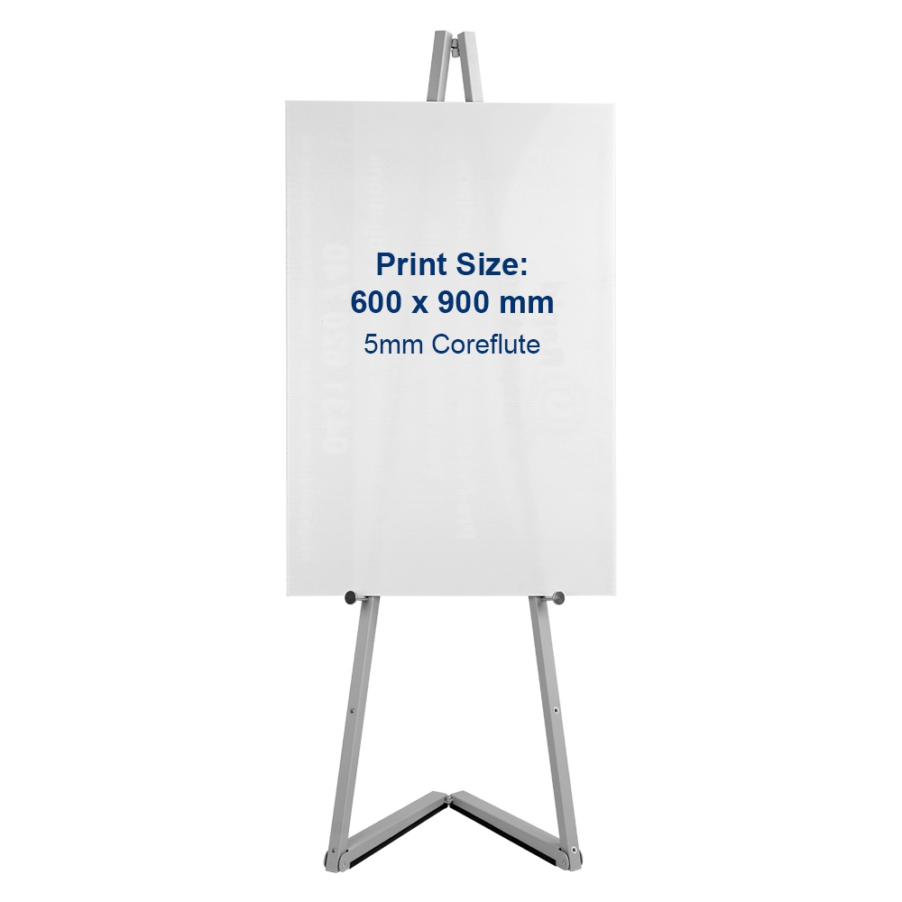 Easel Sign Board - Gray w/600 x 900mm Custom Sign ¦ Slimline Warehouse