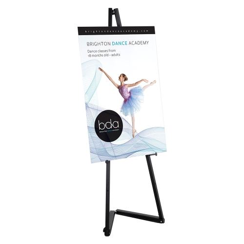 Easel with Sign - Black w/600 x 900mm Custom Sign ¦ Slimline Warehouse