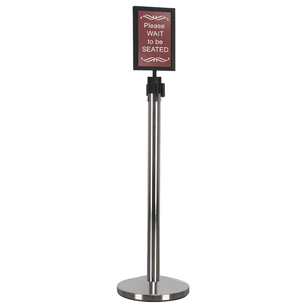 Retractable Barrier with A4 Sign Frame - Black. Buy Online