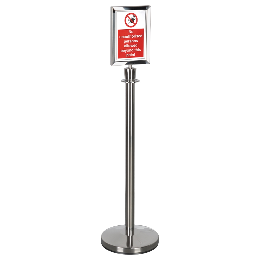 Classic A4 Silver Poster Stand. Chrome Finish. Order Online Now