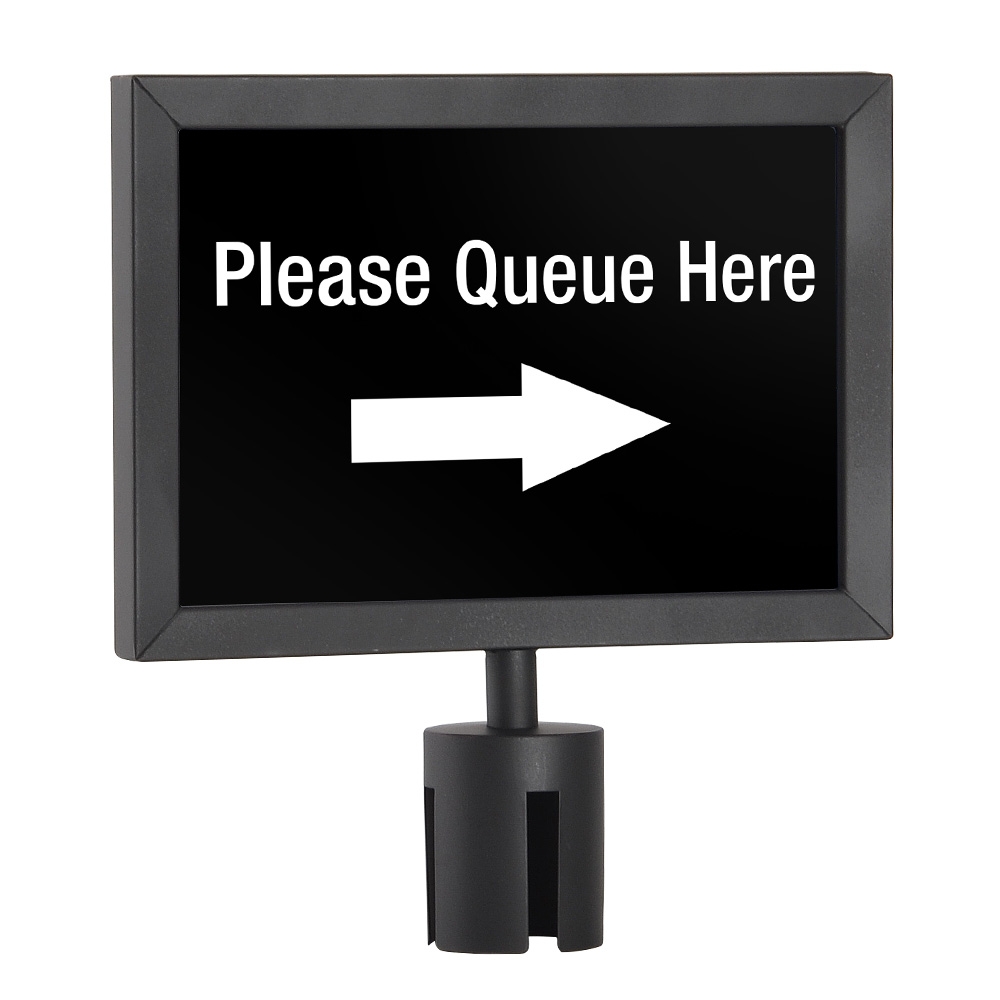 Retractable Barrier Post & Landscape Black A4 Sign Holder
