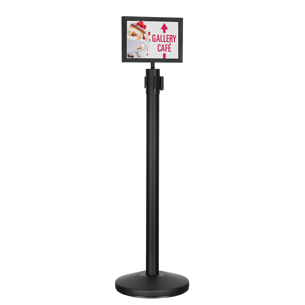 Black A4 Sign Holder for Retractable Barriers, Landscape Display