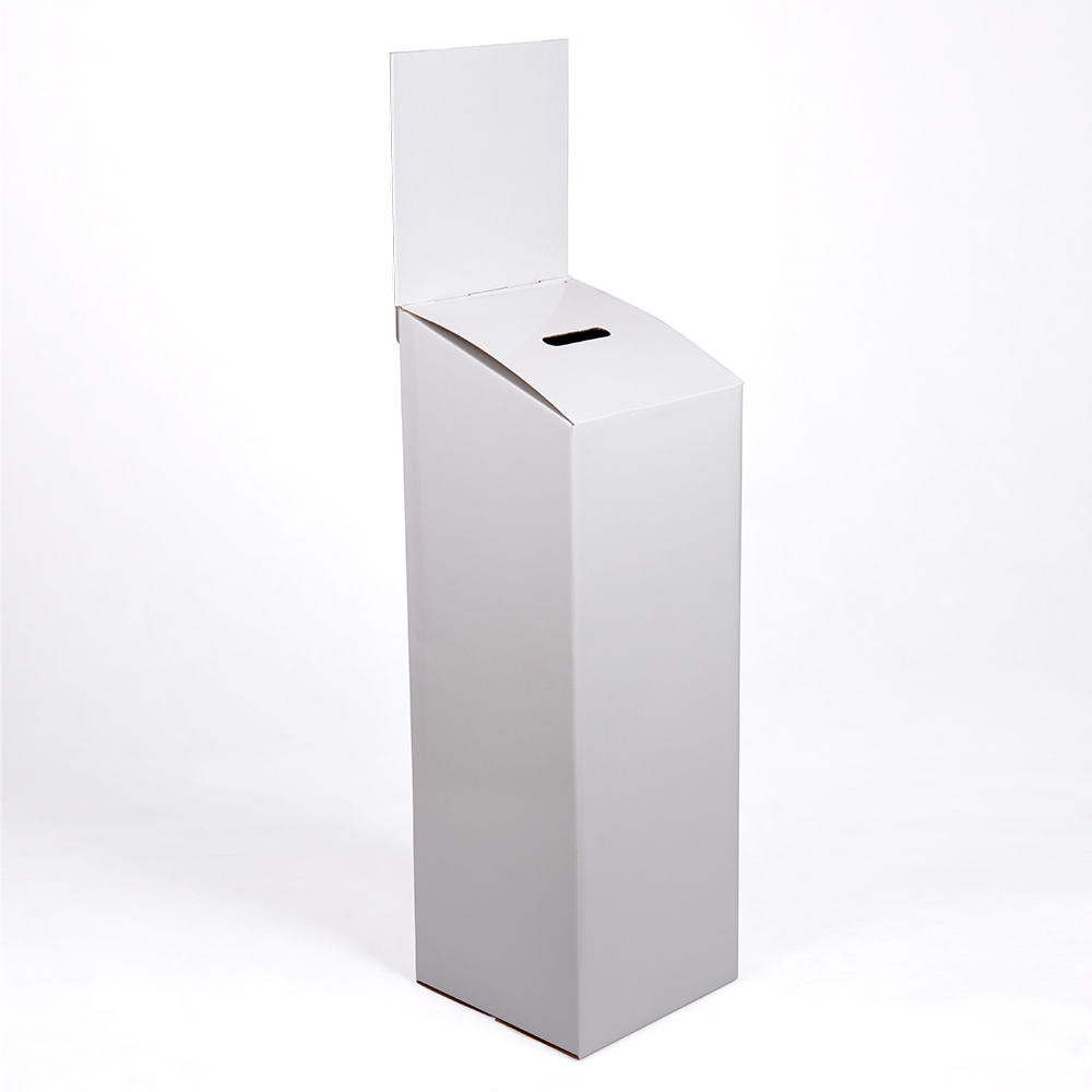 Cardboard Ballot Suggestion Box with Header - White