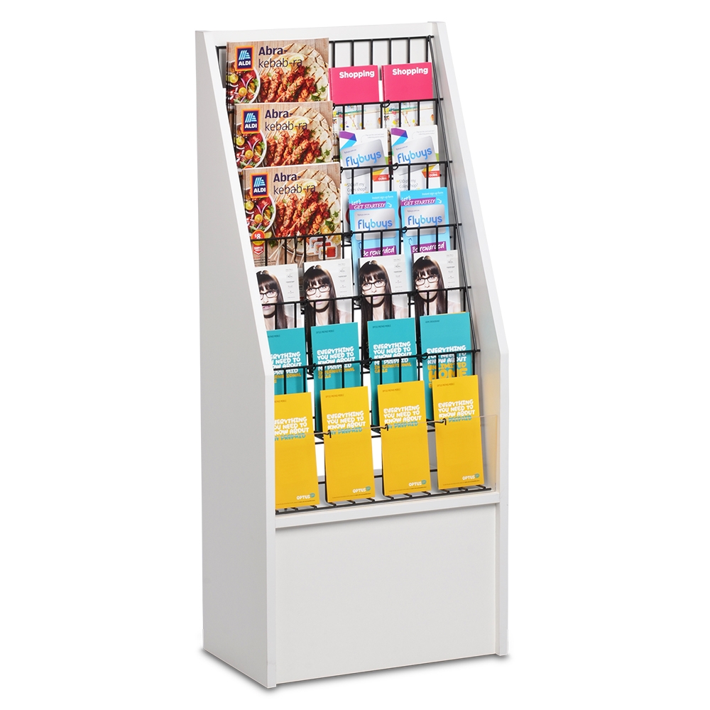 Floor Standing Brochure Display Rack - 9 Tier White - Ships Same Day