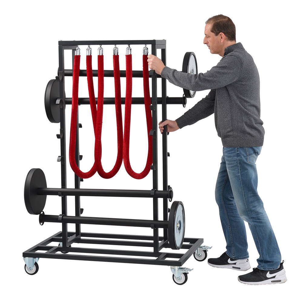 Stanchion Storage Cart - 12 Posts; Locking Wheels - Ships Same Day!