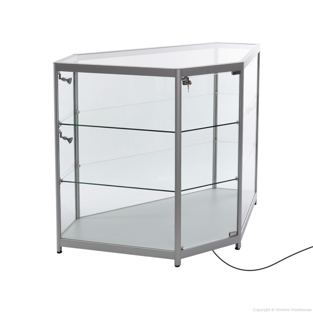 Corner Glass Showcase - Locking Door - 3 Tiers - Ships Same Day!
