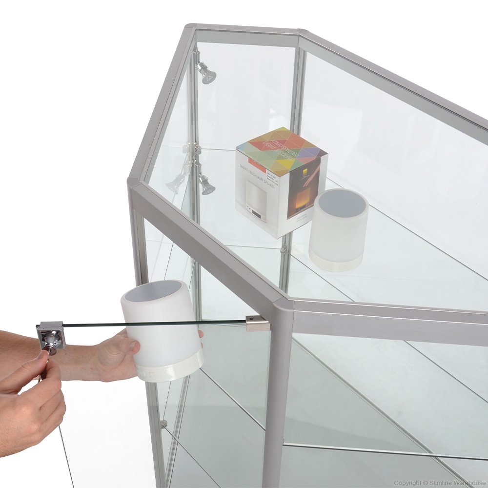 Corner Glass Showcase - Locking Door - 3 Tiers - Ships Same Day!