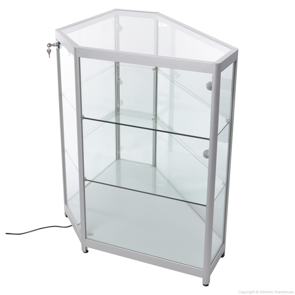 Corner Glass Showcase - Locking Door - 3 Tiers - Ships Same Day!