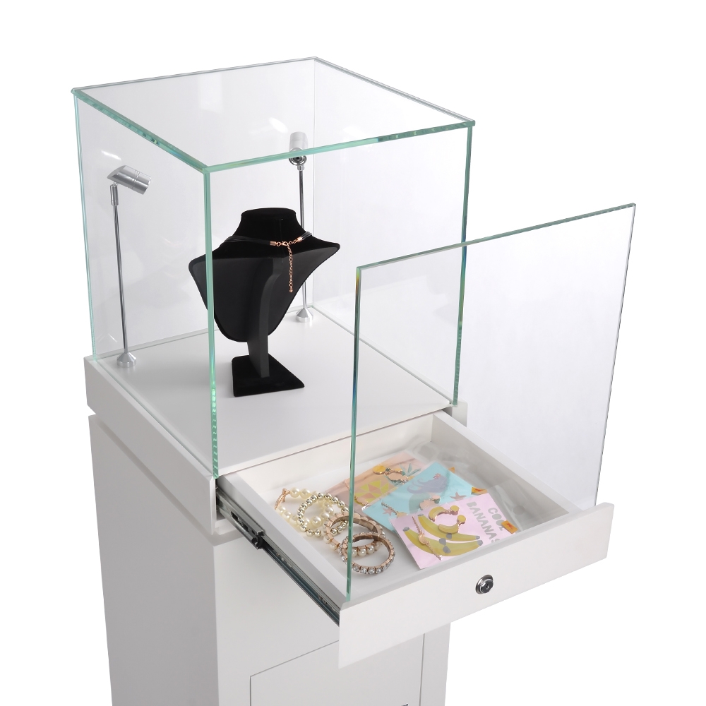 Lighted Display Pedestal - Locking Cabinet & Drawer - Ships Same Day!