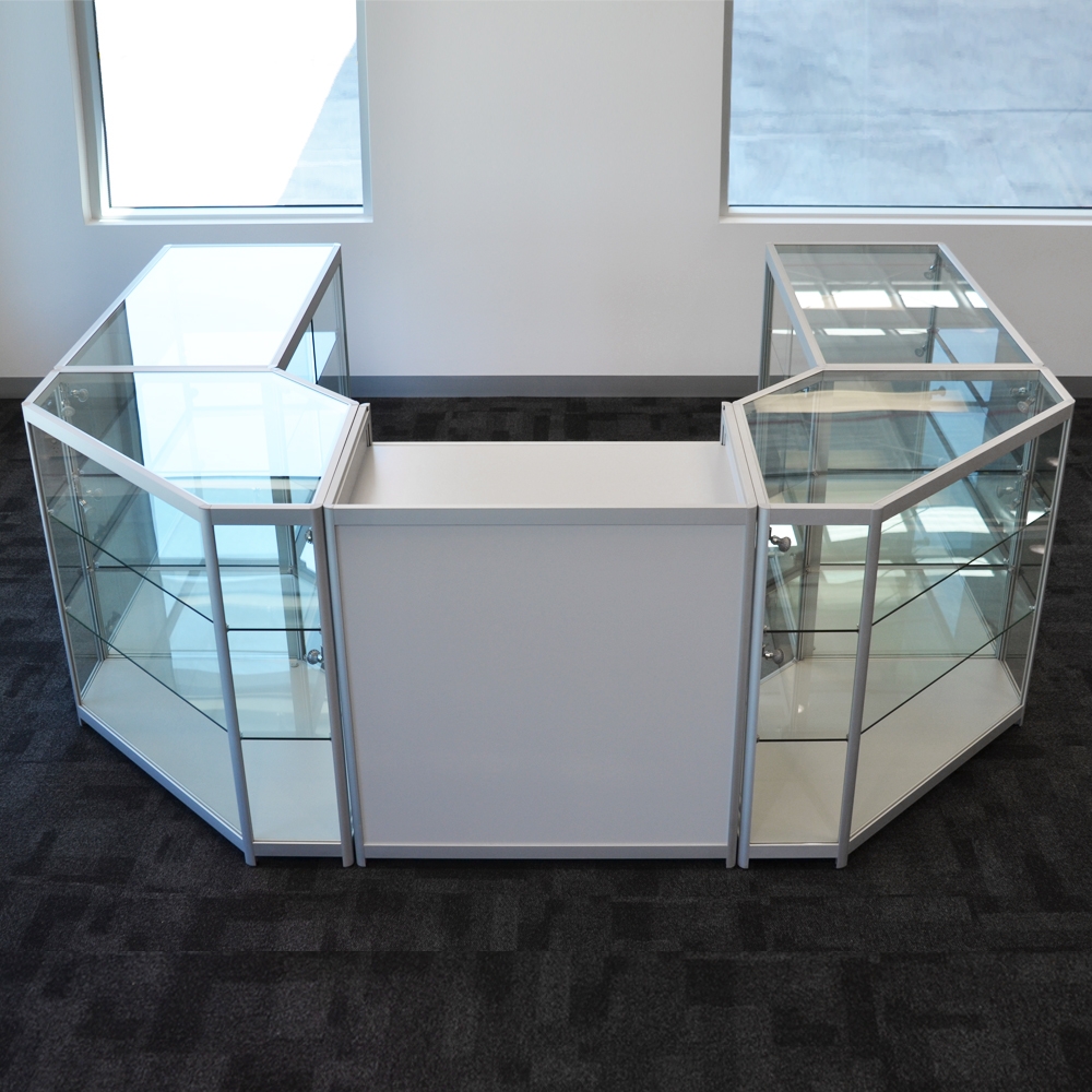 L Shaped Display Counter - Modular Glass Retail Counters - Locking