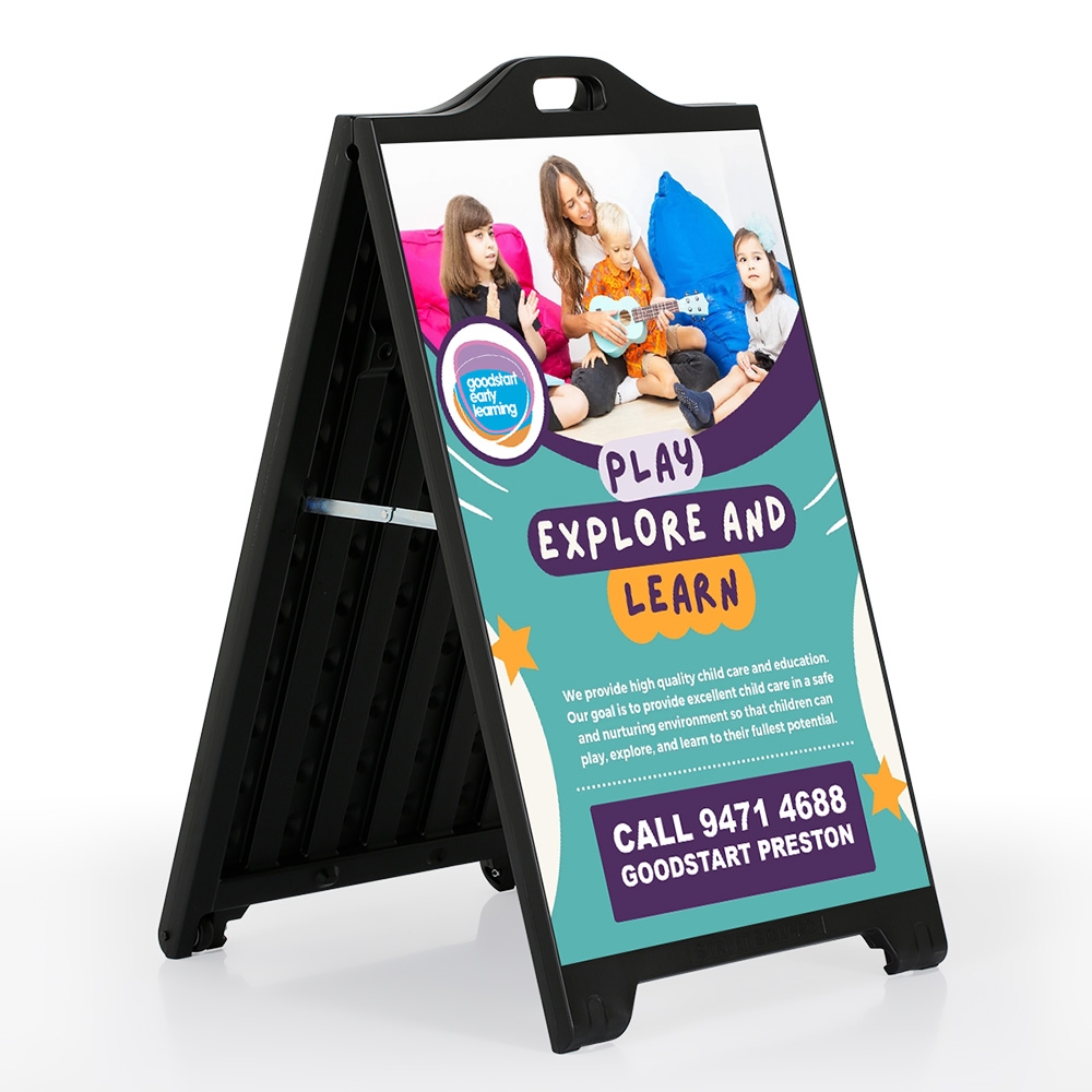 Plastic Folding Sidewalk Signs – w/ 2 Printed Boards!