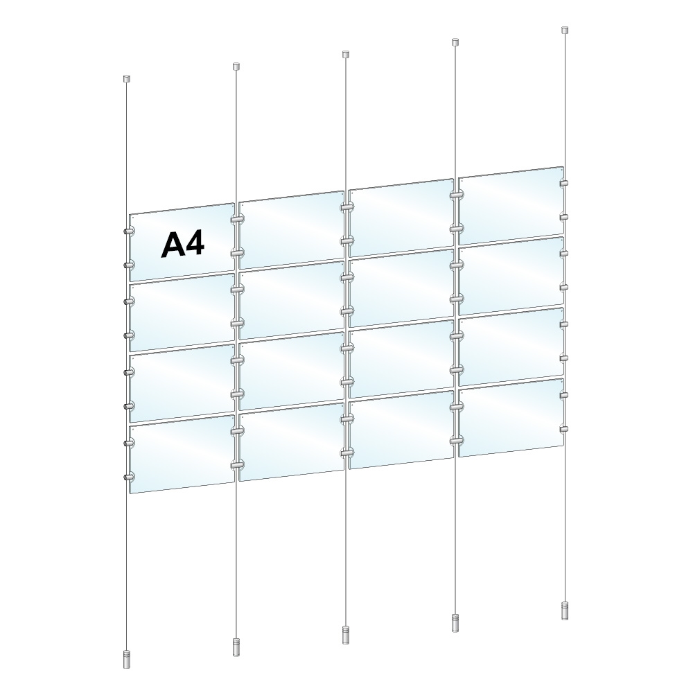 A4 Steel Cable System – 16 Acrylic Frames – Ships Today