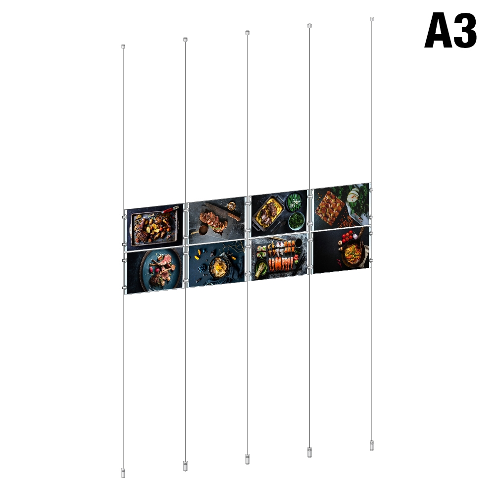 Cable Display – 8 A3 Acrylic Frames – Ships Same Day!